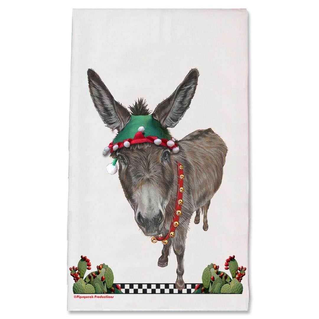 Donkey Christmas Kitchen Towel Holiday Pet Gift (DTC772) - Etsy