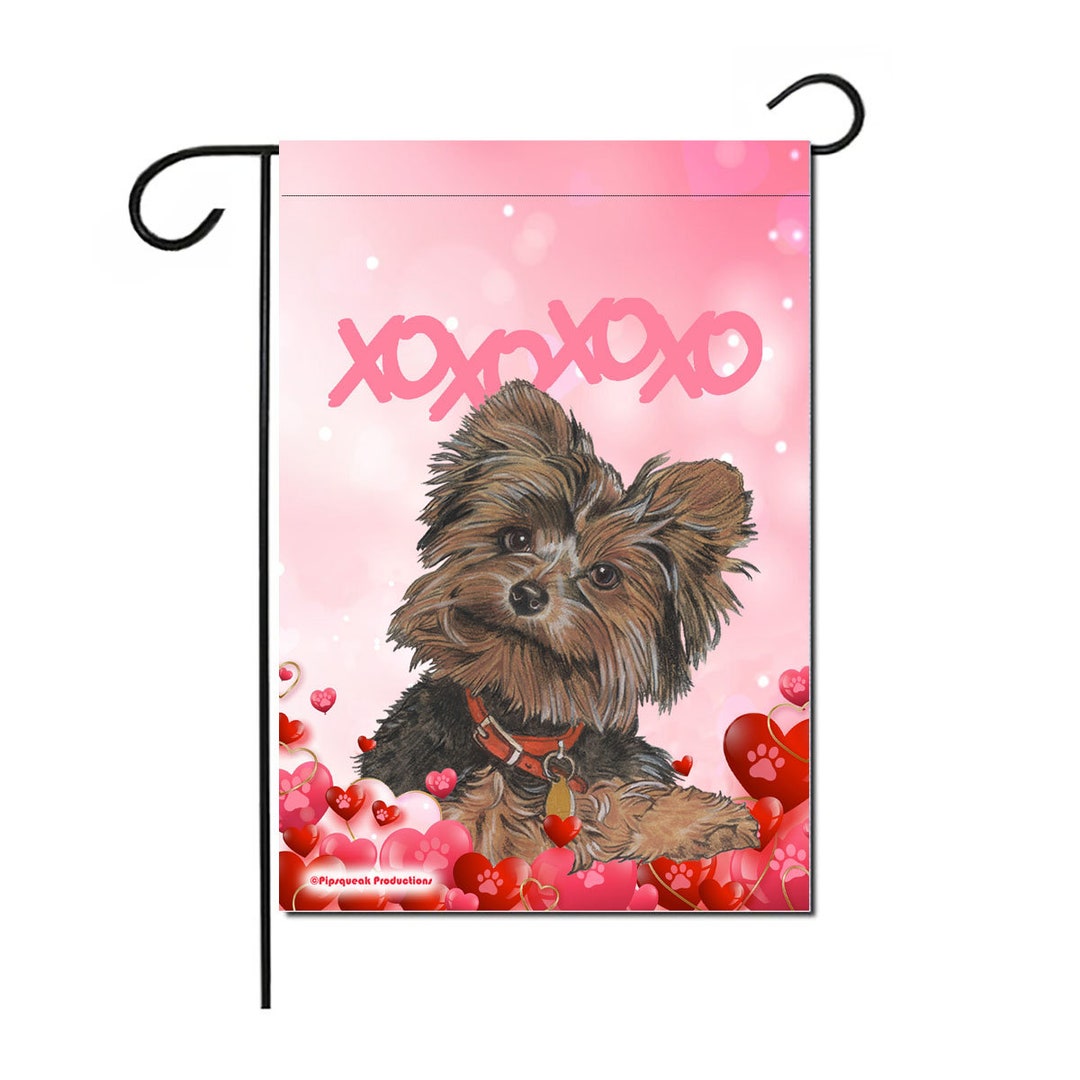 Yorkshire Terrier Valentine’s Day Garden Flag, Double Sided 12” X 18 ...