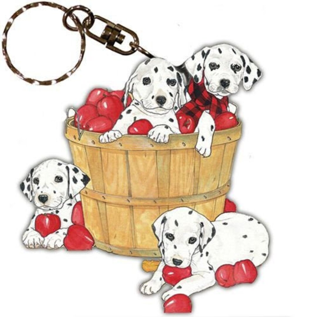 Dalmatian Keychain, Wooden Die-cut, Souvenir Key Holder, Bookbag Charm ...