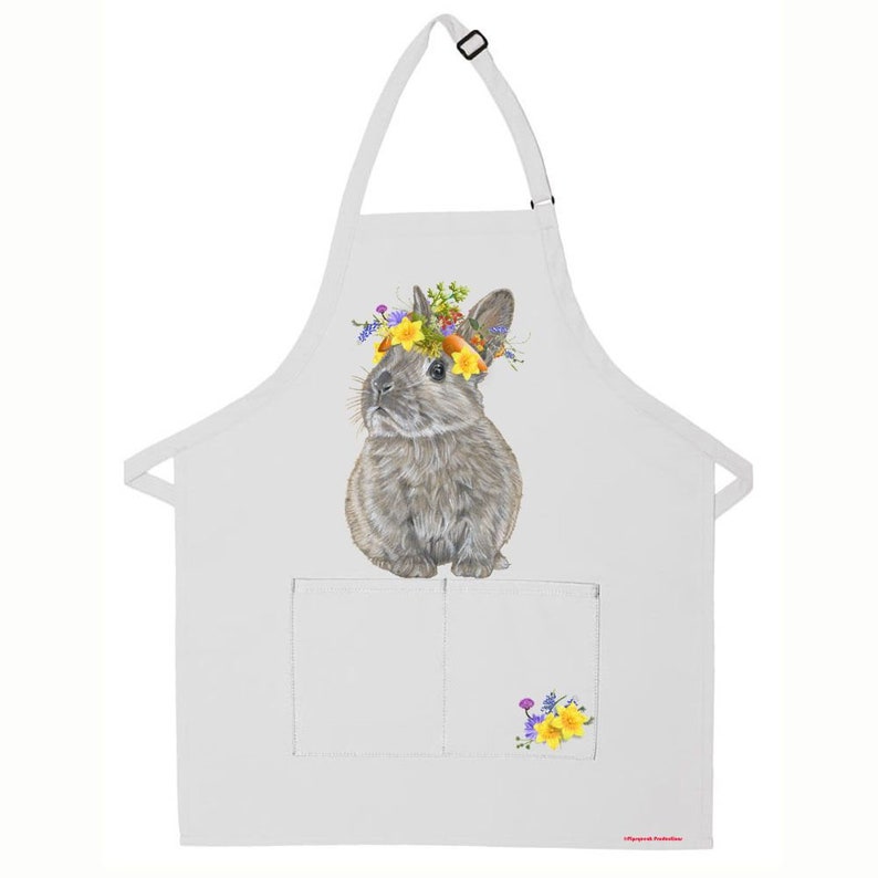 Bunny Dwarf Grey Rabbit Apron Two Pocket Bib Apron With With Adjustable ...