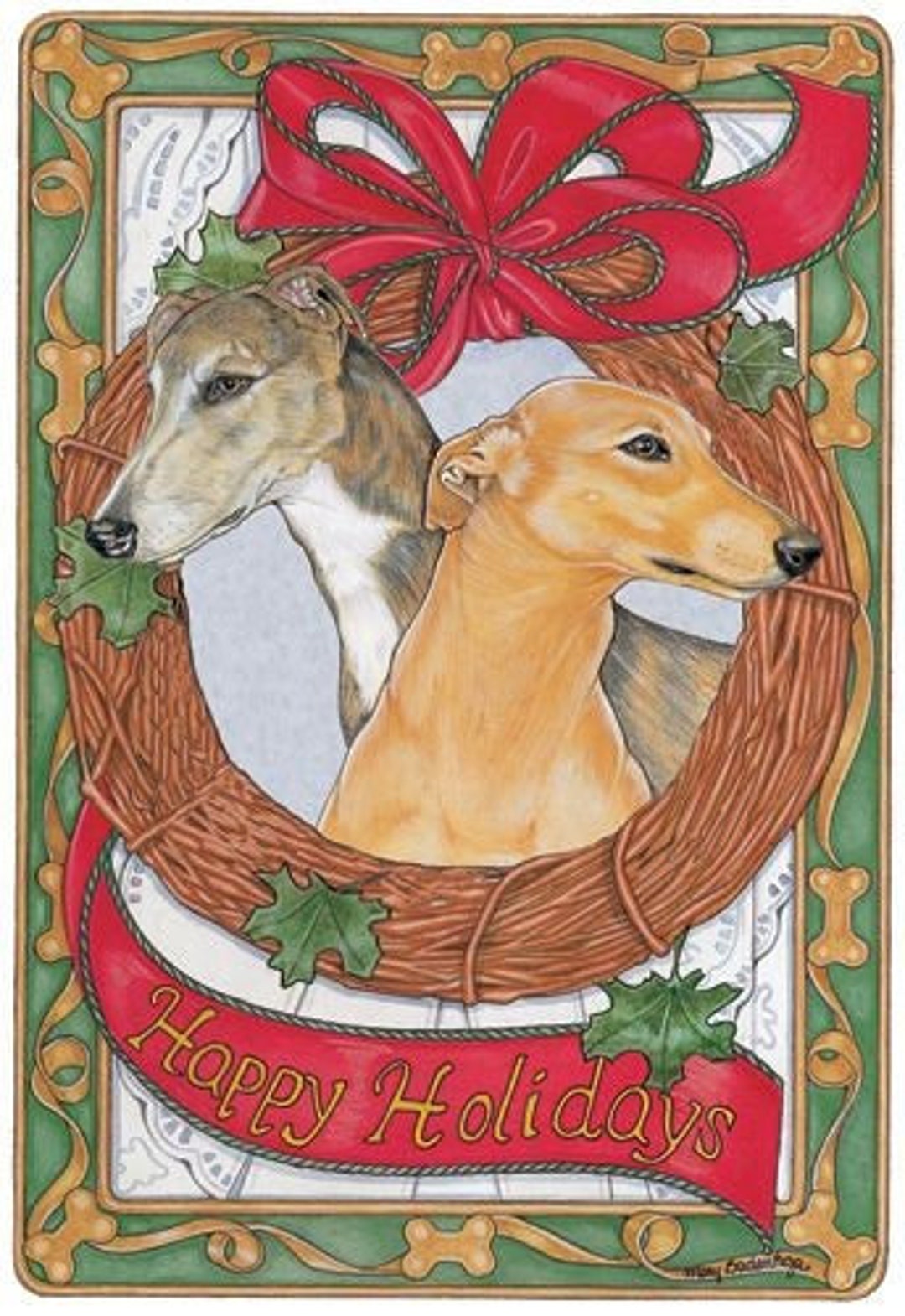 Greyhound Christmas Cards, Handmade Holiday Set of 10 - Etsy