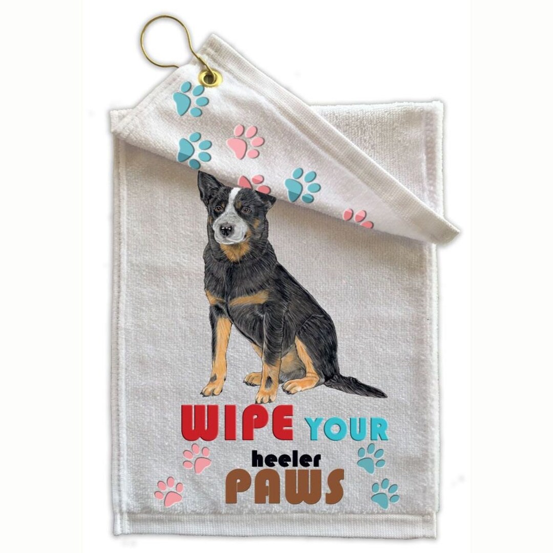 Australian Cattle Dog Paw Wipe Towel 12" X 16" Grommet With Clip (PT998 ...