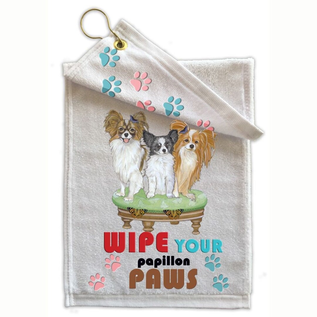 Papillon Paw-wipe Towel 12 X 16 Grommet With Hook PT986 Golf Towel Gift ...