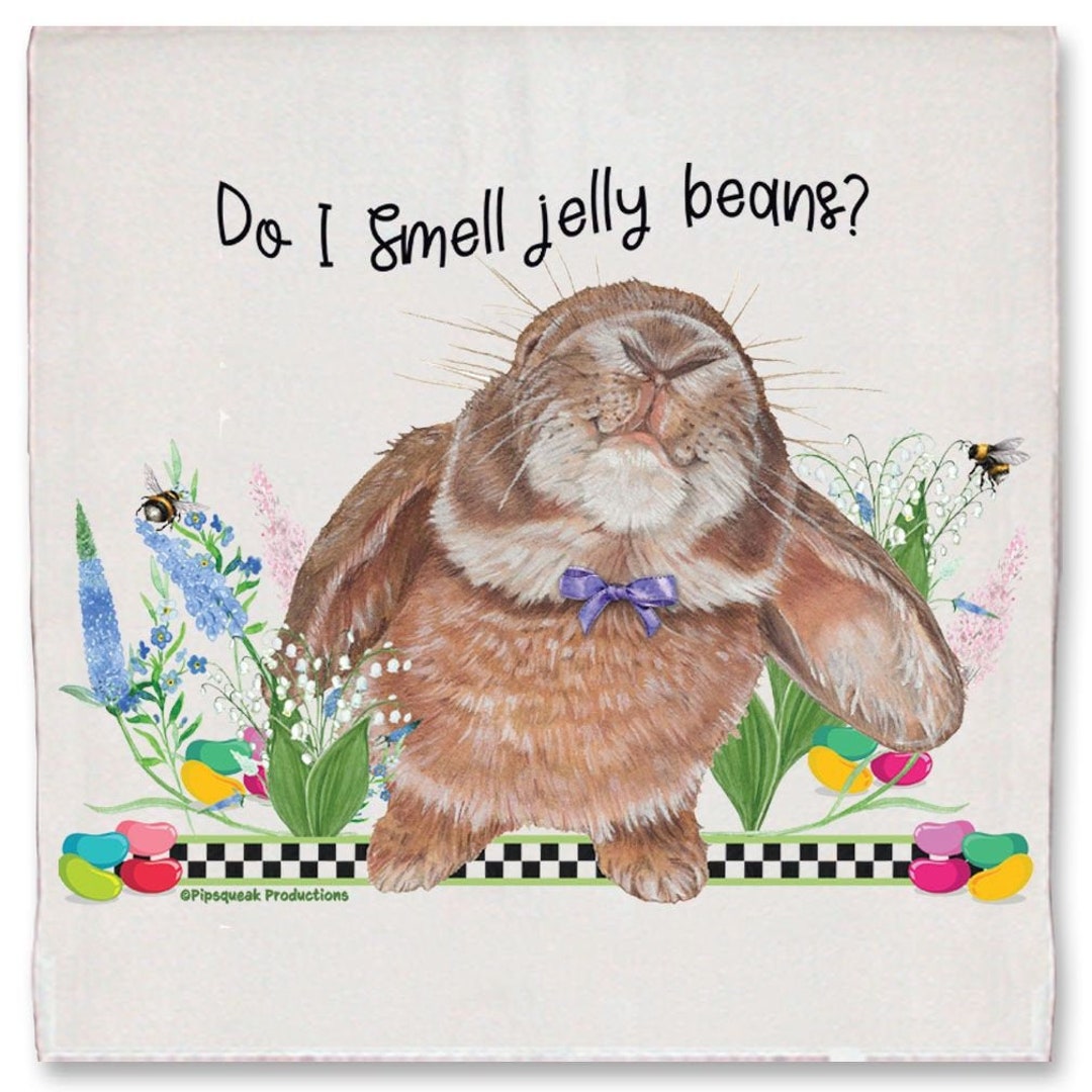 Decorative Bunny Jelly Bean Rabbit Floral Kitchen Dish Towel - Etsy