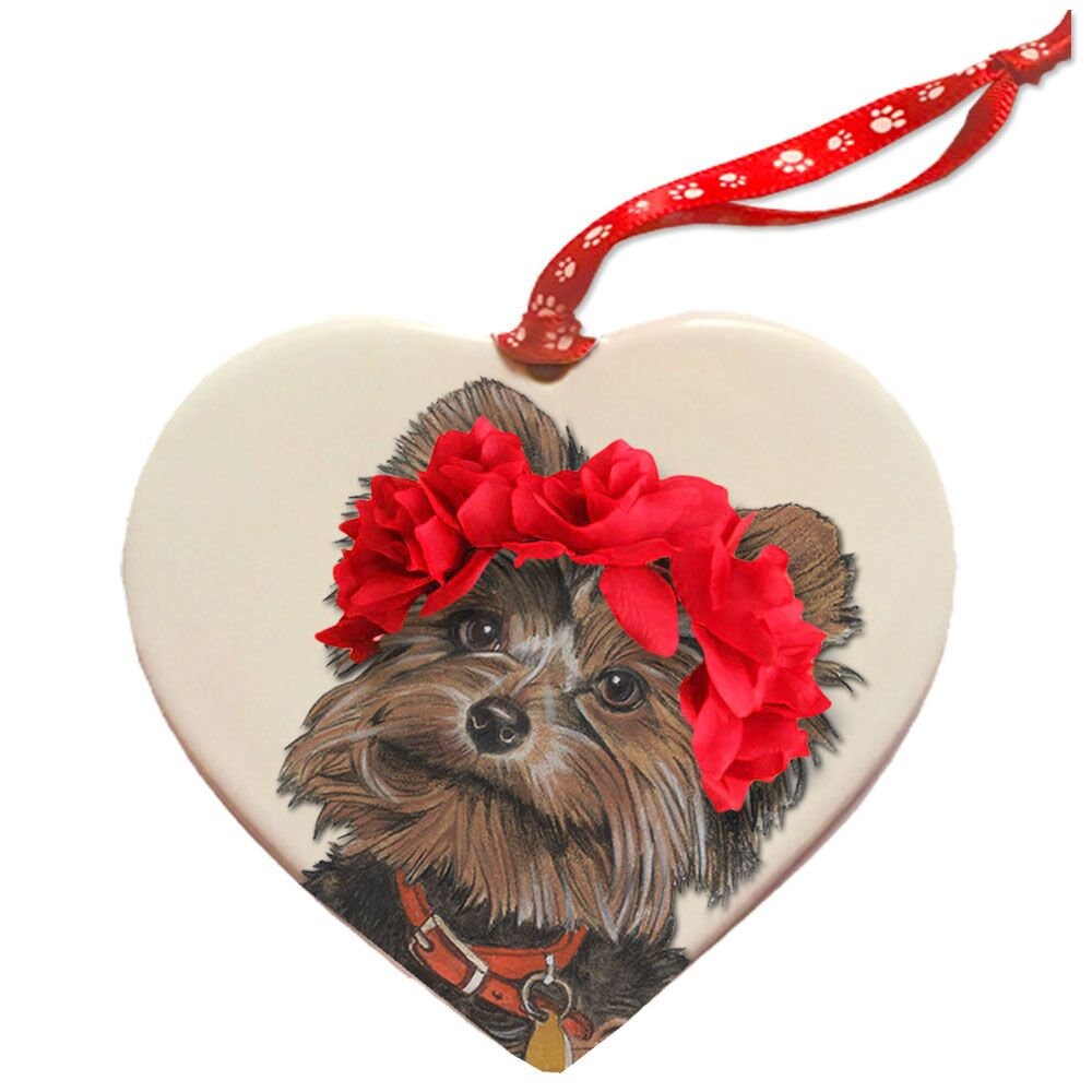 Yorkshire Terrier Yorkie Porcelain Valentine’s Day Heart Ornament Pet ...