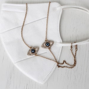 Blue Eyes Rhinestone Ethnic Face Mask Chain Holder Lanyard. Blue Eyes ...