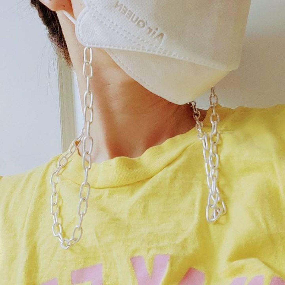 Modern Simple Paperclip Silver Face Mask Chain. Matte Silver - Etsy