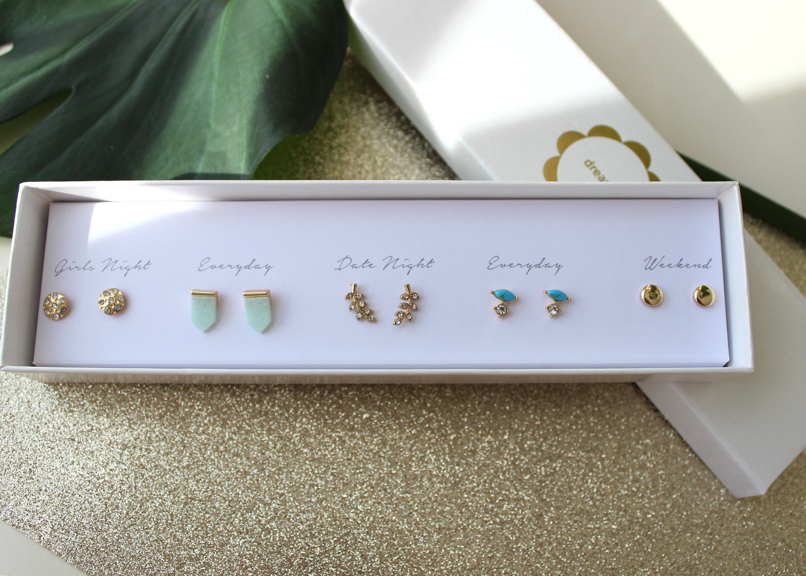Multi Earring 5pairs/earring Boxed Gift Set/dainty Gold | Etsy