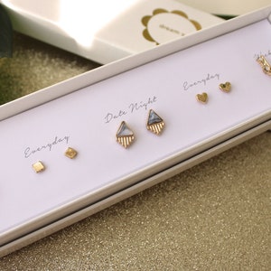 Multi Earring Gift Set 5pairs/opal Heart Earring Boxed Set/dainty ...