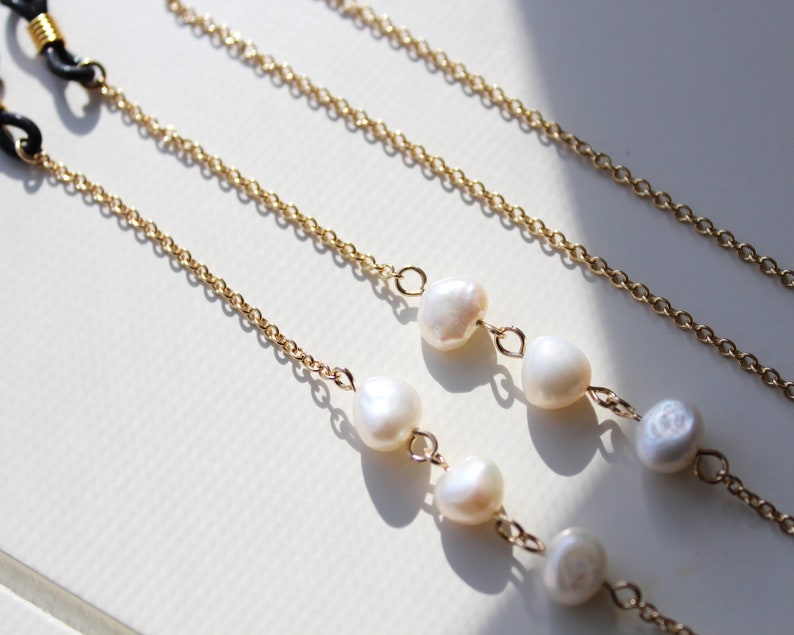 Pearl Glasses Chain.pearl Mask Chain Fresh Water Pearl Linked | Etsy