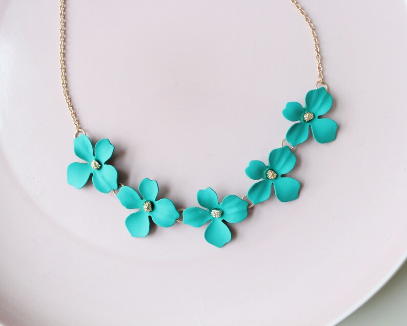 Bright Flower Necklace. Colorful Flower Necklace. Wedding - Etsy