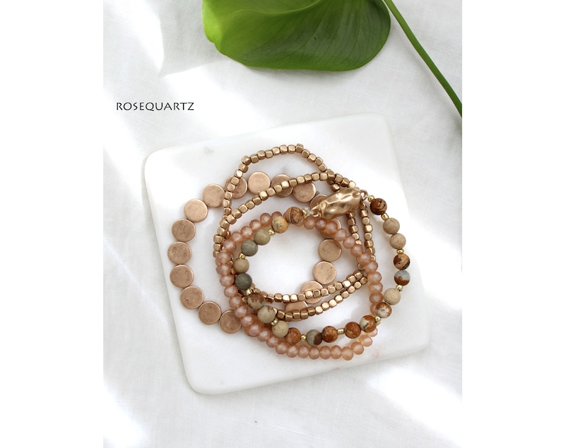 5strand Layering Stackable Crystal Natural Stone Beaded Bracelet. Boho ...