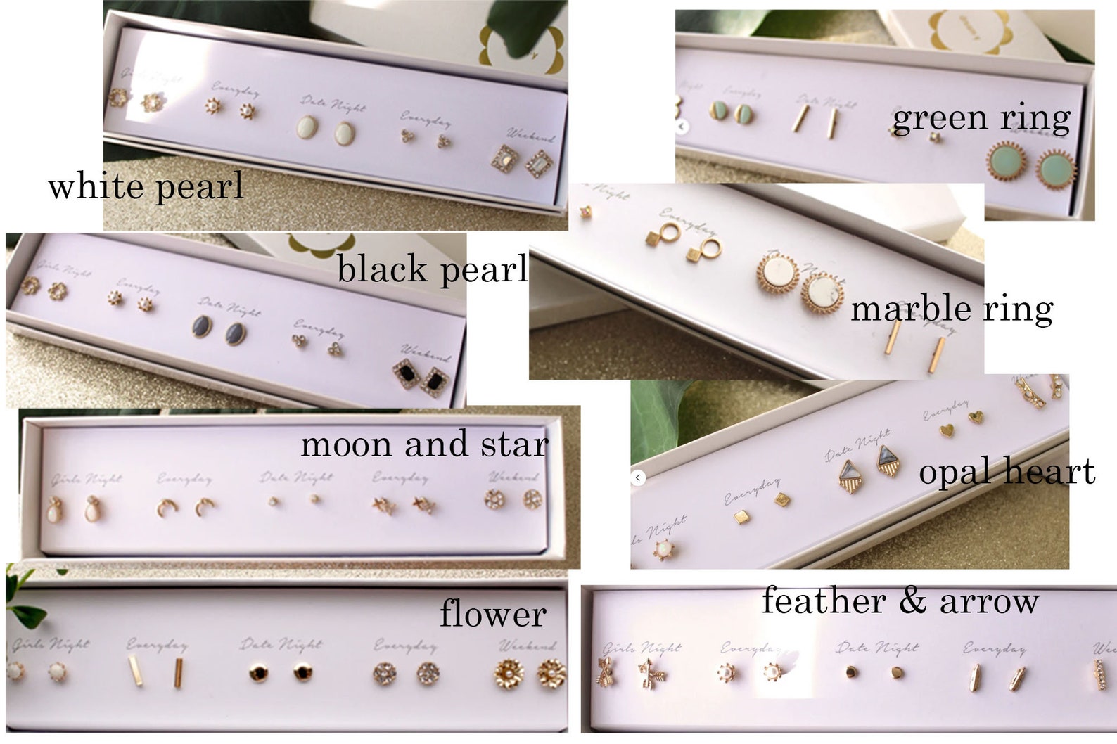Multi Earring 5pairs/earring Boxed Gift Set/dainty Gold - Etsy