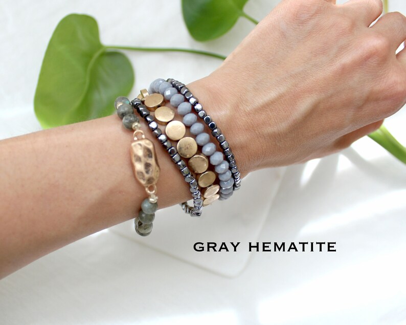 5strand Layering Stackable Crystal Natural Stone Beaded Bracelet. Boho ...