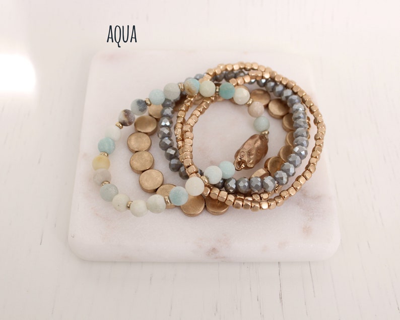 5strand Layering Stackable Crystal Natural Stone Beaded - Etsy