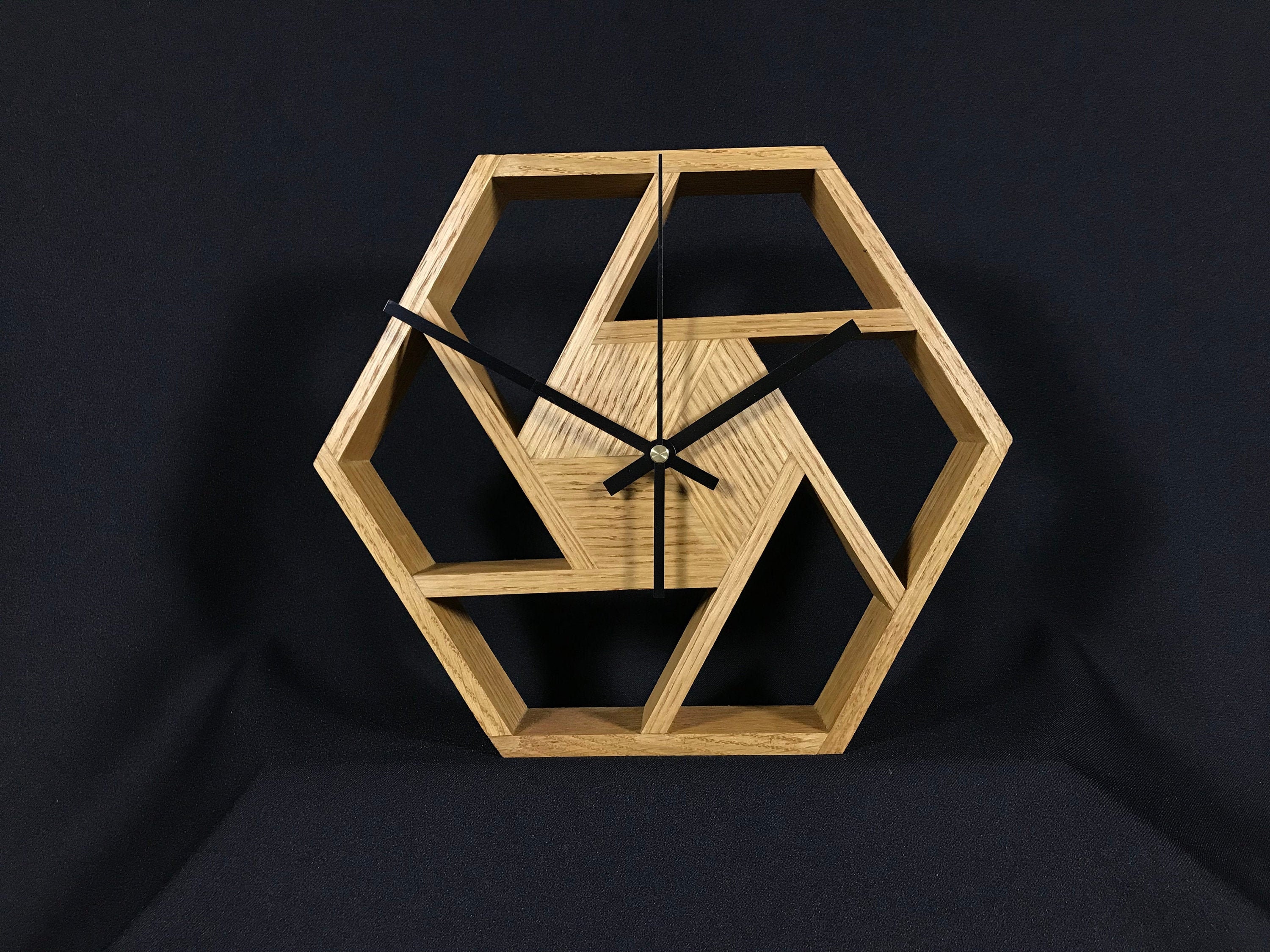 PLANS ONLY: Oak Wall Clock, Geometric Hexagon - Etsy UK