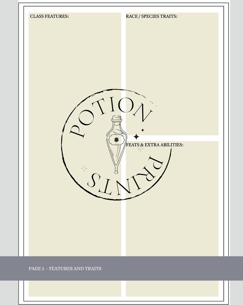 Dnd Character Sheet Printable and Fillable – 6 Page Cream Design Custom ...