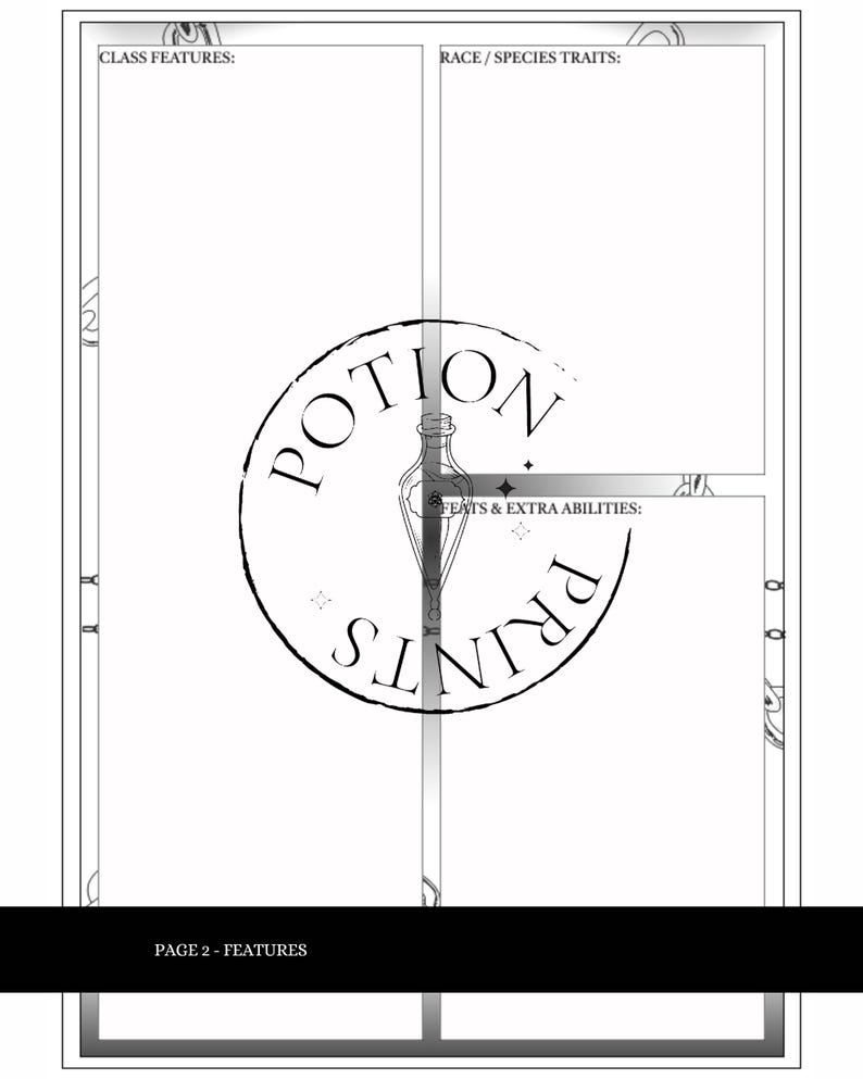 Monochrome Dnd Character Sheet Printable – Black Chains Themed Dungeons ...