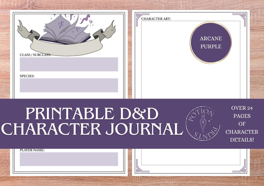 Dungeons and Dragons Printable Character Journal A5 Dnd Character Sheet ...