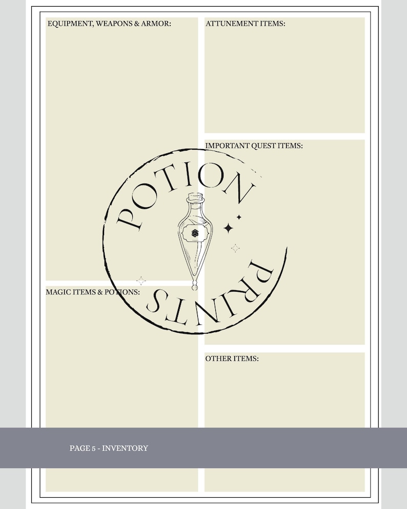 Dnd Character Sheet Printable and Fillable – 6 Page Cream Design Custom Dungeons & Dragons PDF ...