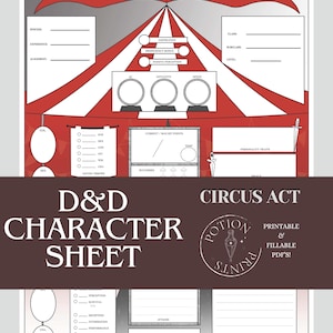 Dungeons and Dragons Printable Circus Character Sheet for Dnd Character ...