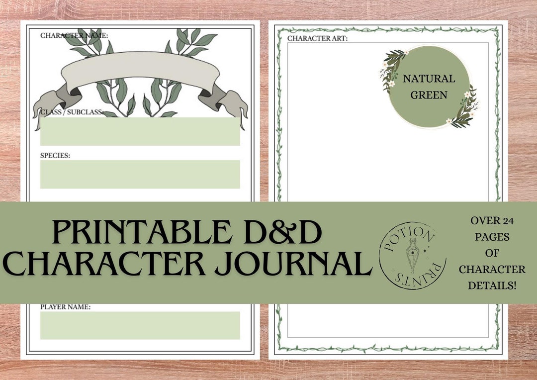Dungeons and Dragons Printable Character Journal A5 Dnd Character Sheet ...