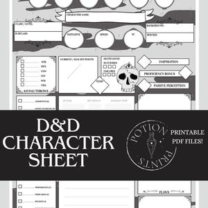 Dungeons and Dragons Character Sheet Printable Dnd5e Custom Design Character Sheet for Character ...