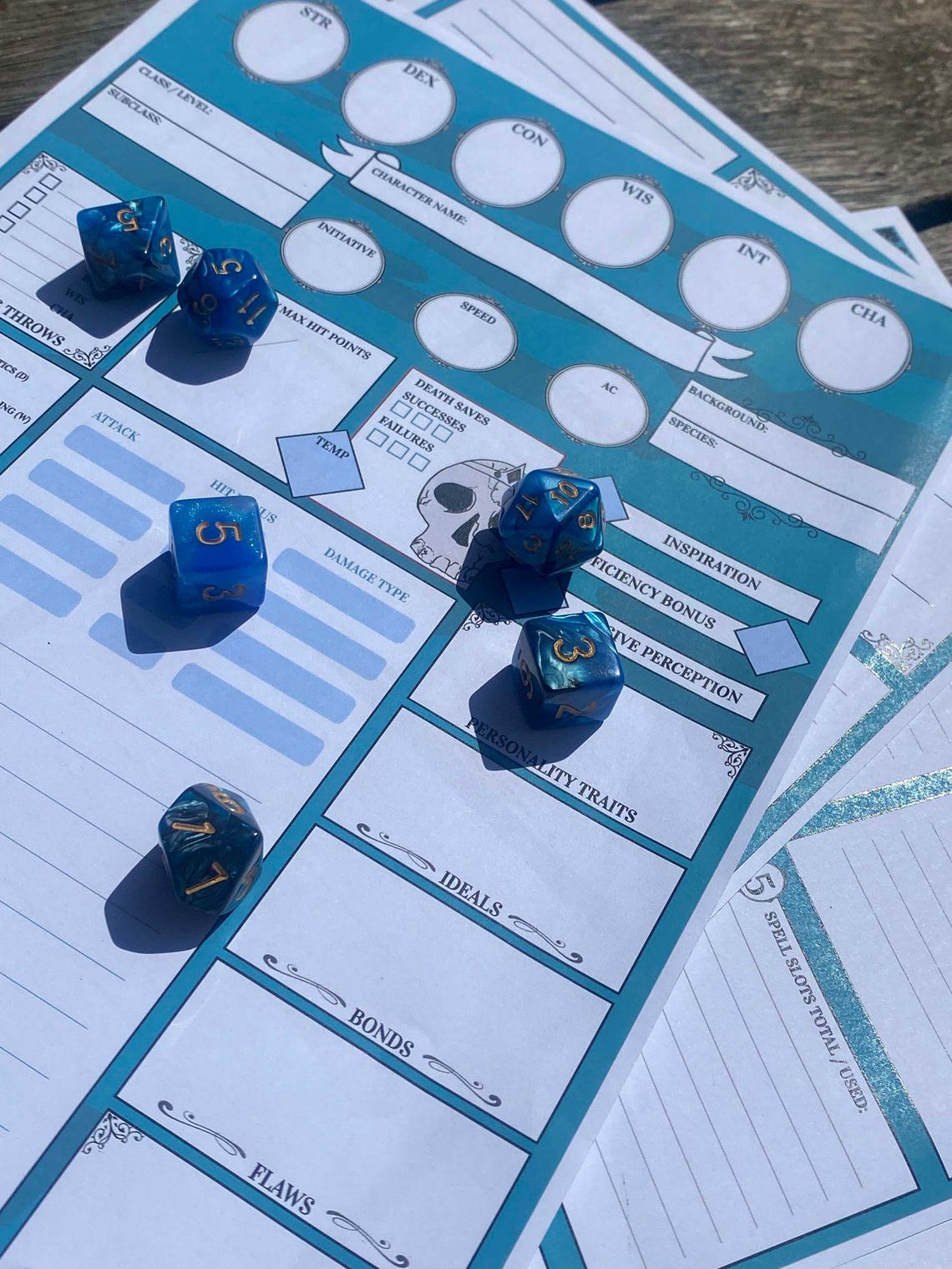 Dungeons and Dragons Character Sheet Printable Dnd5e Custom Design ...
