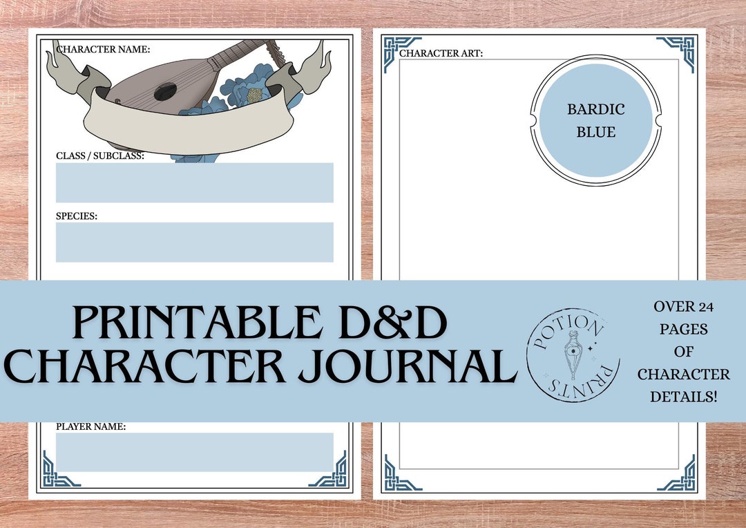 Dungeons and Dragons Printable Character Journal A5 Dnd Character Sheet ...