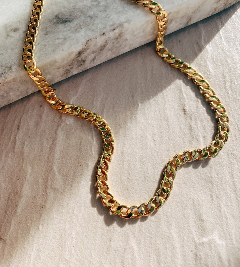 Gold Cuban Chain Necklace 18K Curb Chain Gold Chain Necklace | Etsy
