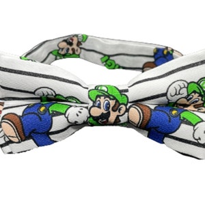 Rare Luigi (super Mario Bros.) Stripe Adult Kids Pre Tie Self Tie Bow ...