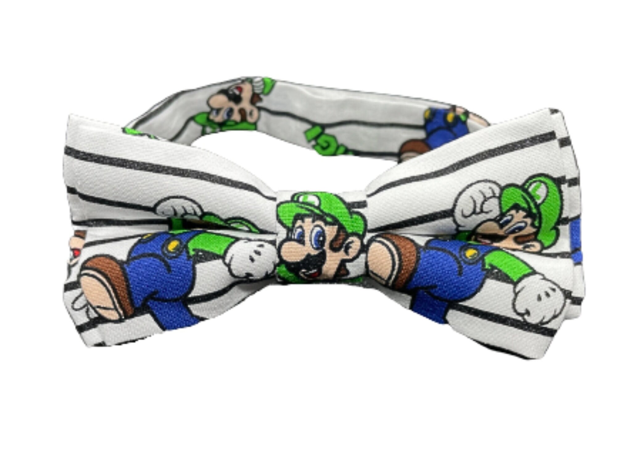 Rare Luigi (super Mario Bros.) Stripe Adult Kids Pre Tie Self Tie Bow ...