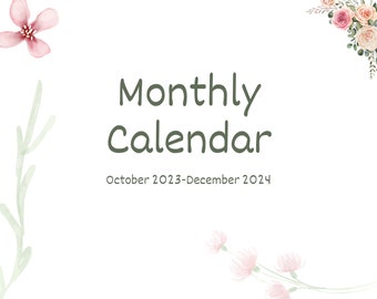 Floral Monthly Calendar Blank Calendar Digital Download - Etsy