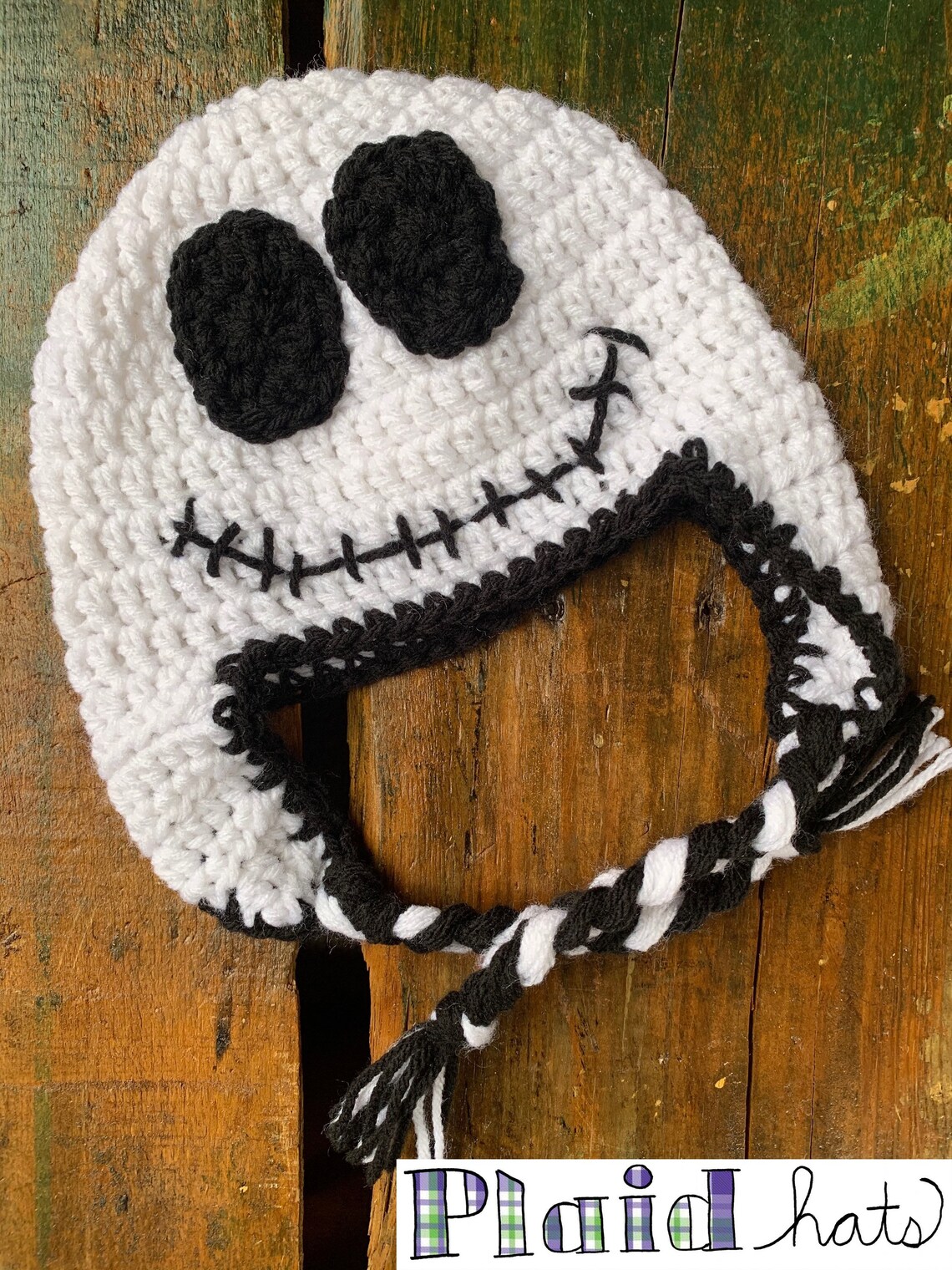 Ghost Hat, Hand-made Hat, Crochet Ghost Hat With Tassels/braids ...