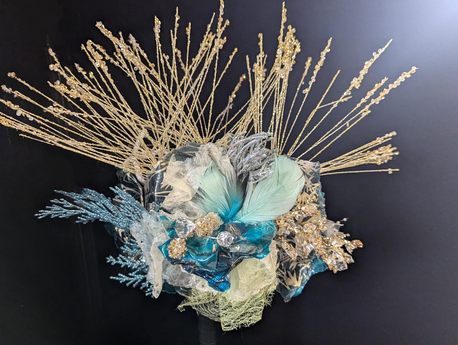 Luxury Holiday Tree Topper / Centerpiece - Teal, White, Silver and Gold ...