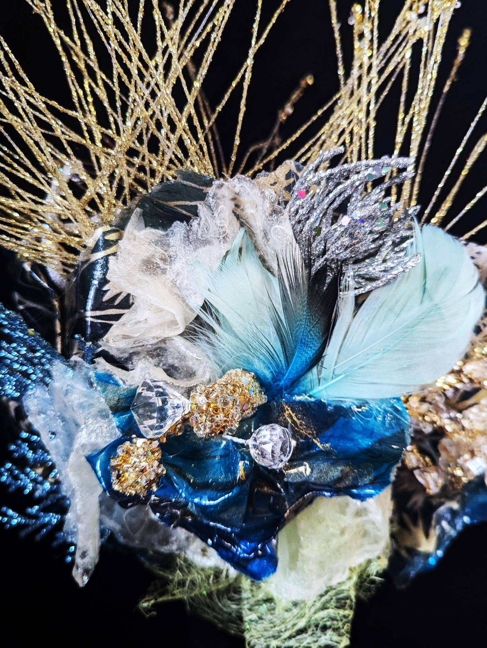 Luxury Holiday Tree Topper / Centerpiece - Teal, White, Silver and Gold ...