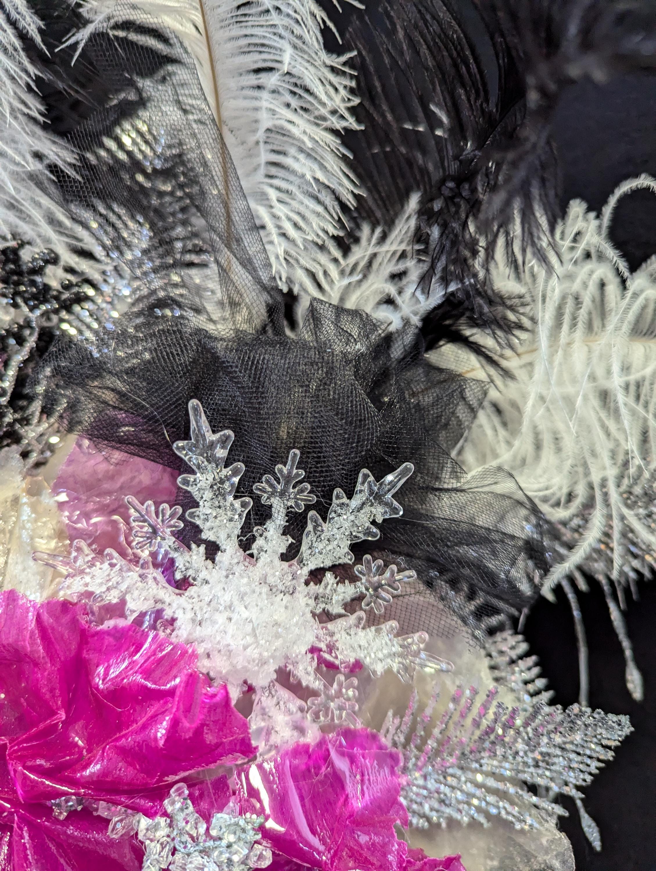 Luxury Holiday Tree Topper / Centerpiece - HOT Pink, White, Black - Etsy