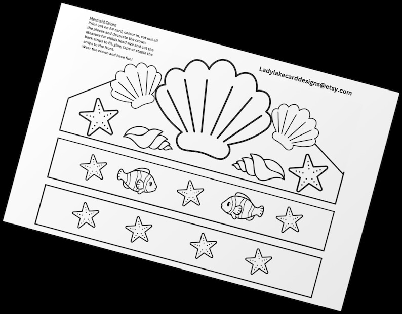 Mermaid Crown: Color-in Party Hat Template (PDF Download) - Etsy