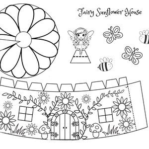 Printable Fairy House Template: Sunflower & Mushroom House (PDF ...