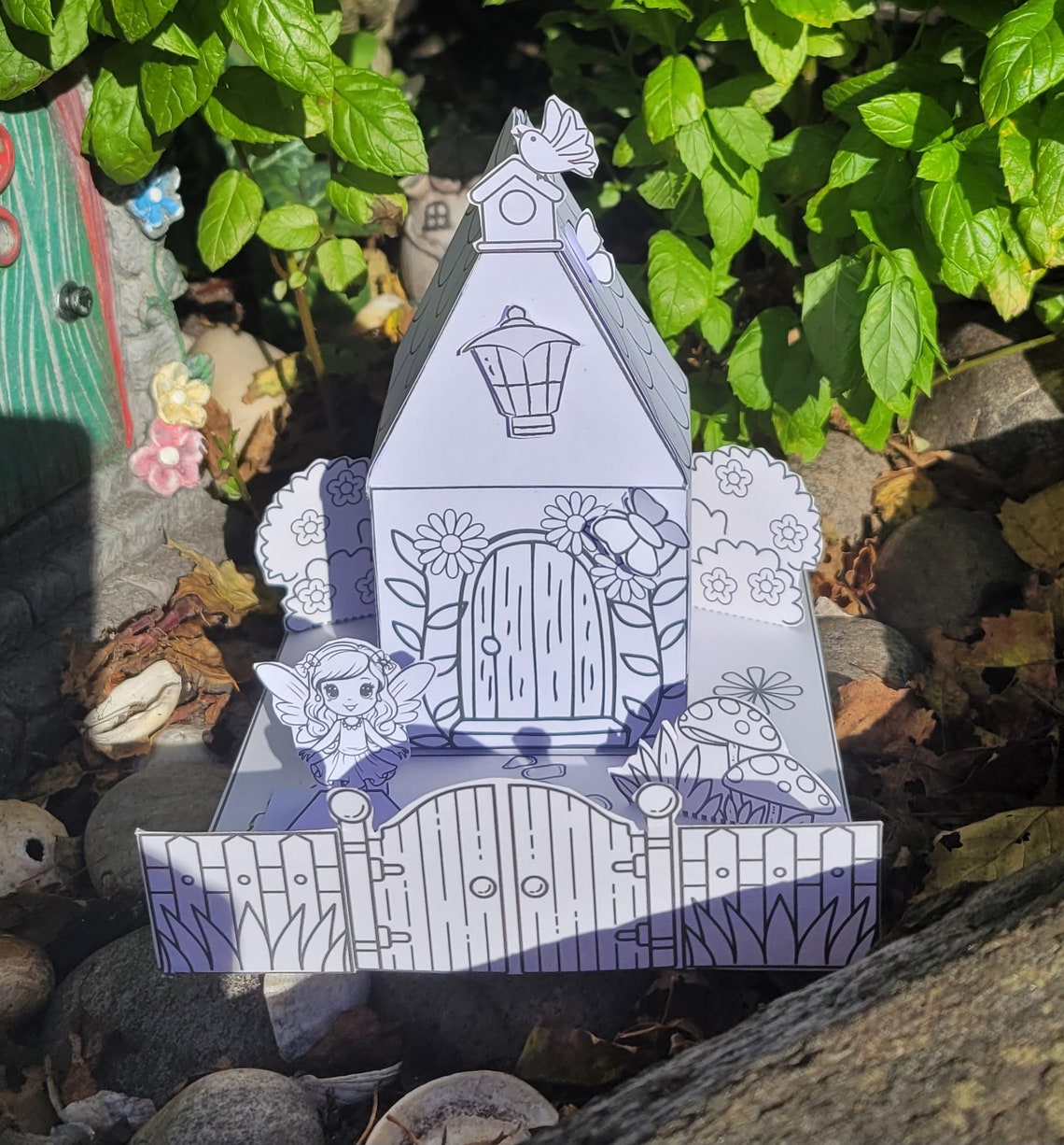 Fairy House Colouring: Cut Out Template, Printable Party Activity (PDF ...