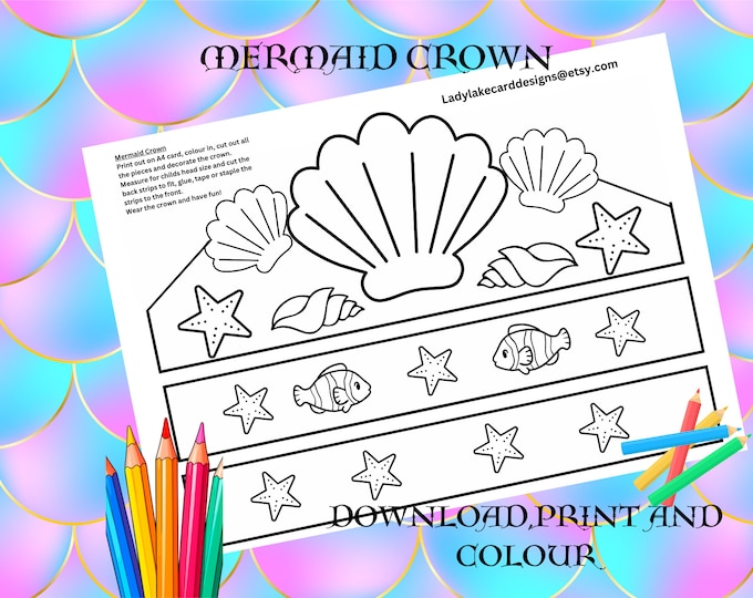 Mermaid Tiara SVG Template: DIY Paper Crown, Cricut & Silhouette ...