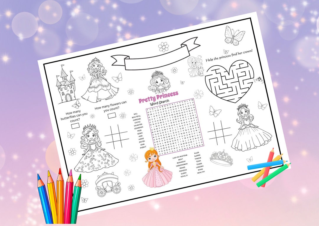 Princess Coloring Activity Page: Birthday Party Game (PDF Download) - Etsy
