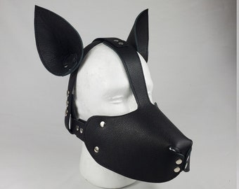 Black Leather Pup Play Hood | Etsy