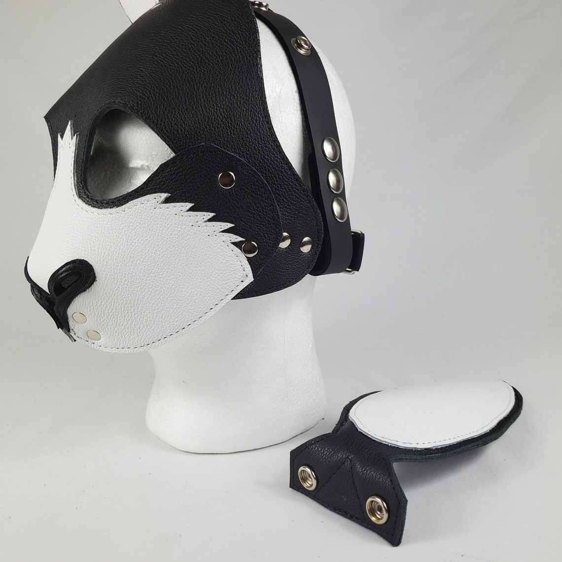 Black Leather Bunny Rabbit Pet Play Hood With Pink Stitching - Etsy