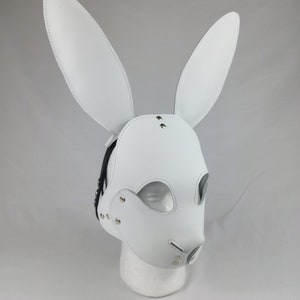 White Leather Bunny Rabbit Pet Play Hood With White Stitching - Etsy