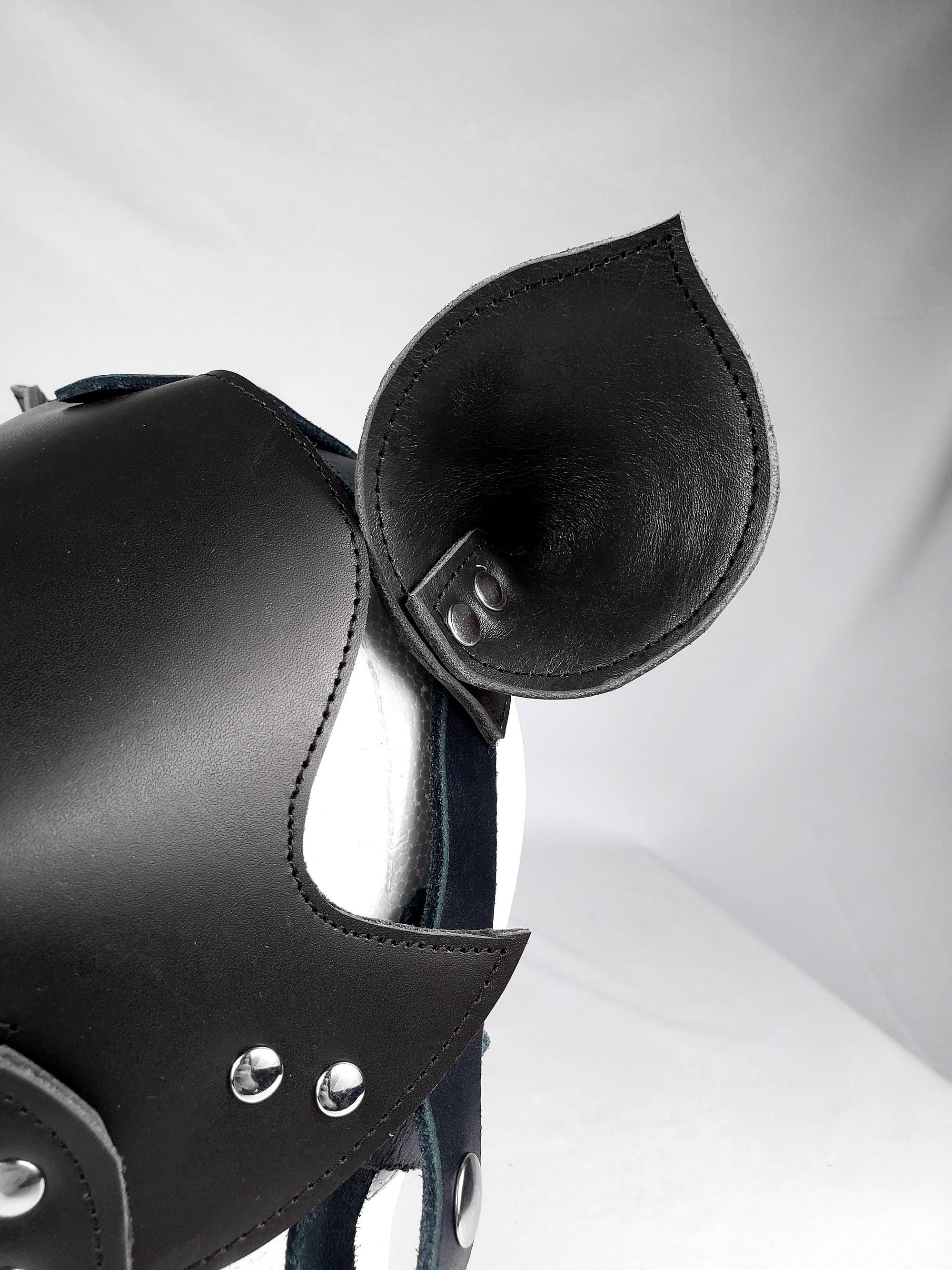 Black Leather Cat/big Cat Lioness Pet Play Hood - Etsy