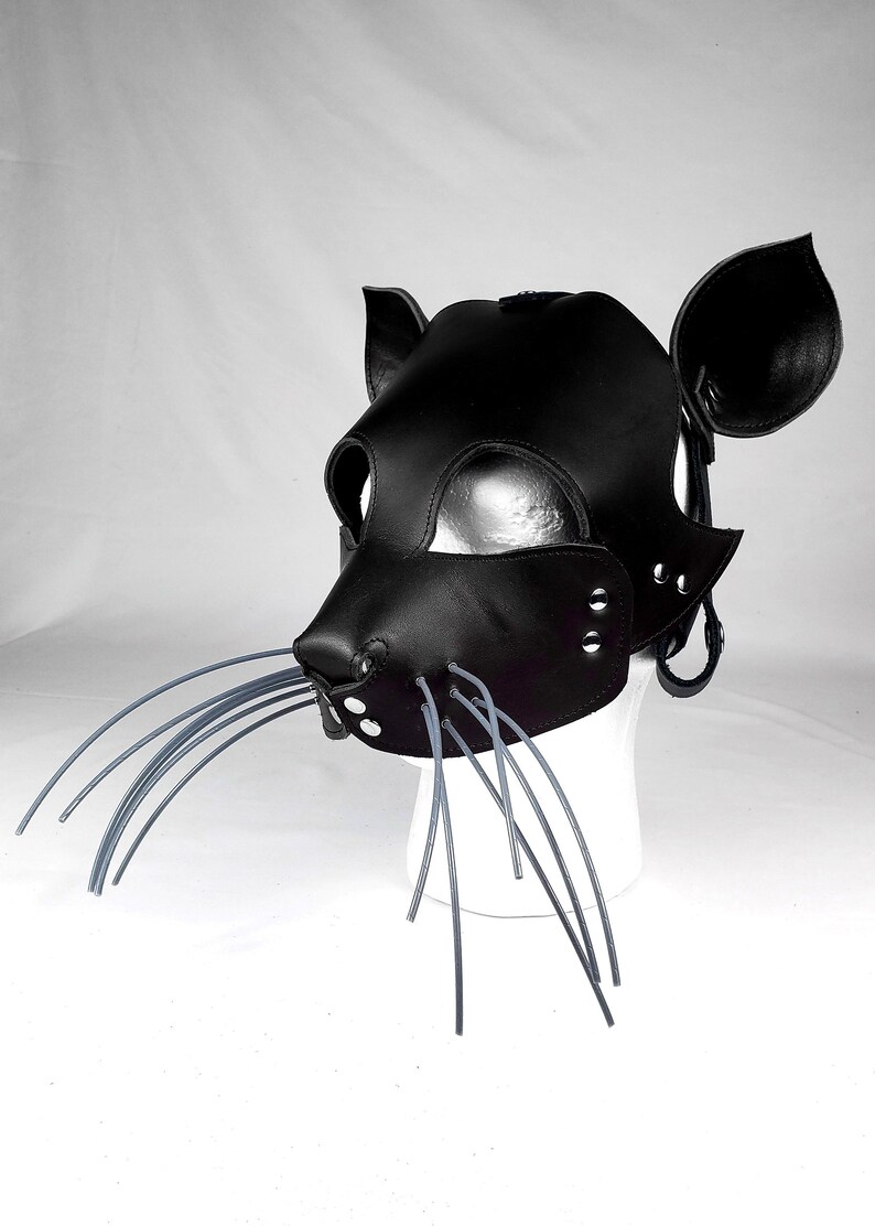 Black Leather Cat/big Cat Lioness Pet Play Hood - Etsy