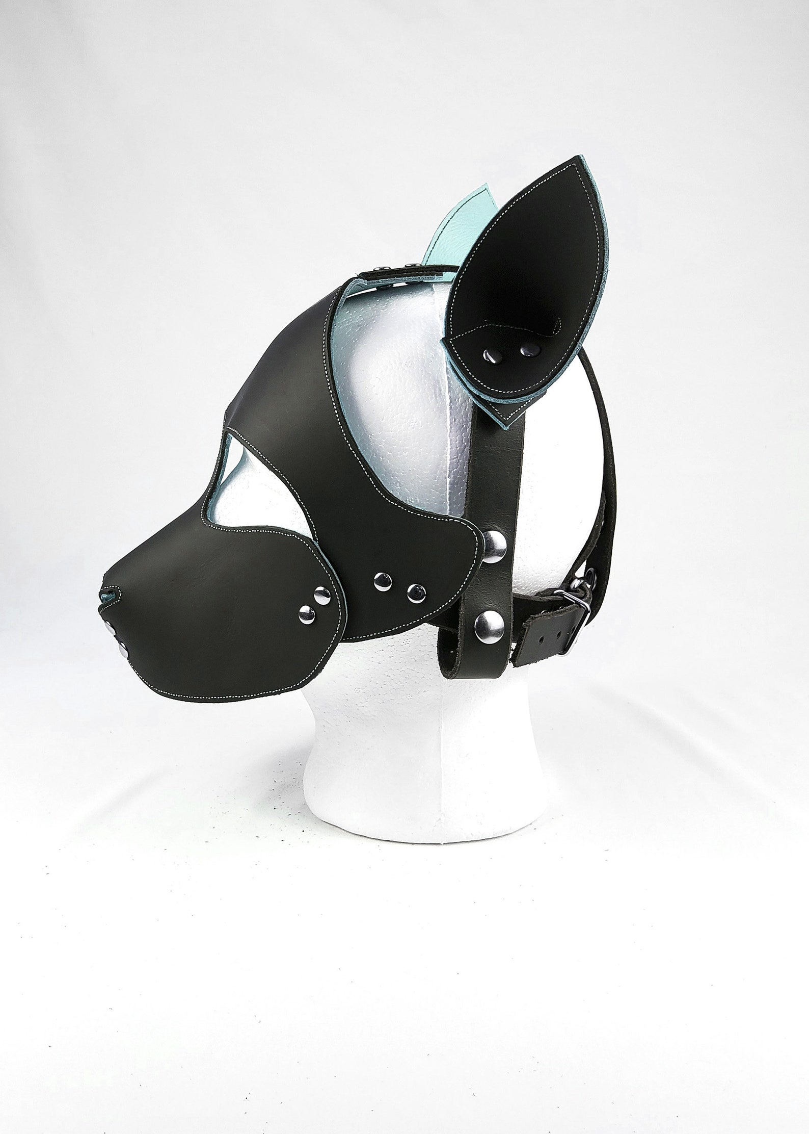 Black and Turquoise Leather Pup Hood - Etsy