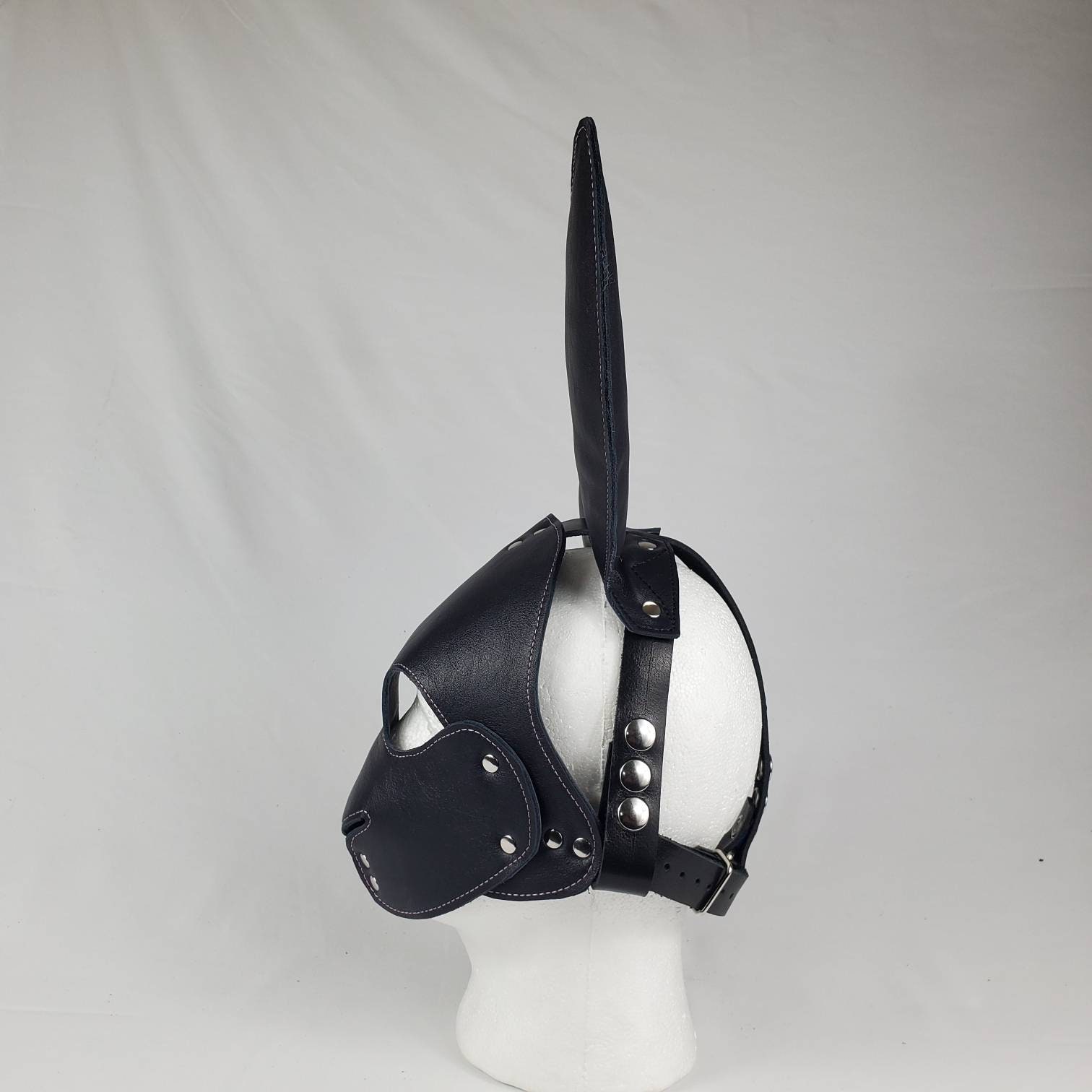 Black Leather Bunny Rabbit Pet Play Hood With Pink Stitching - Etsy