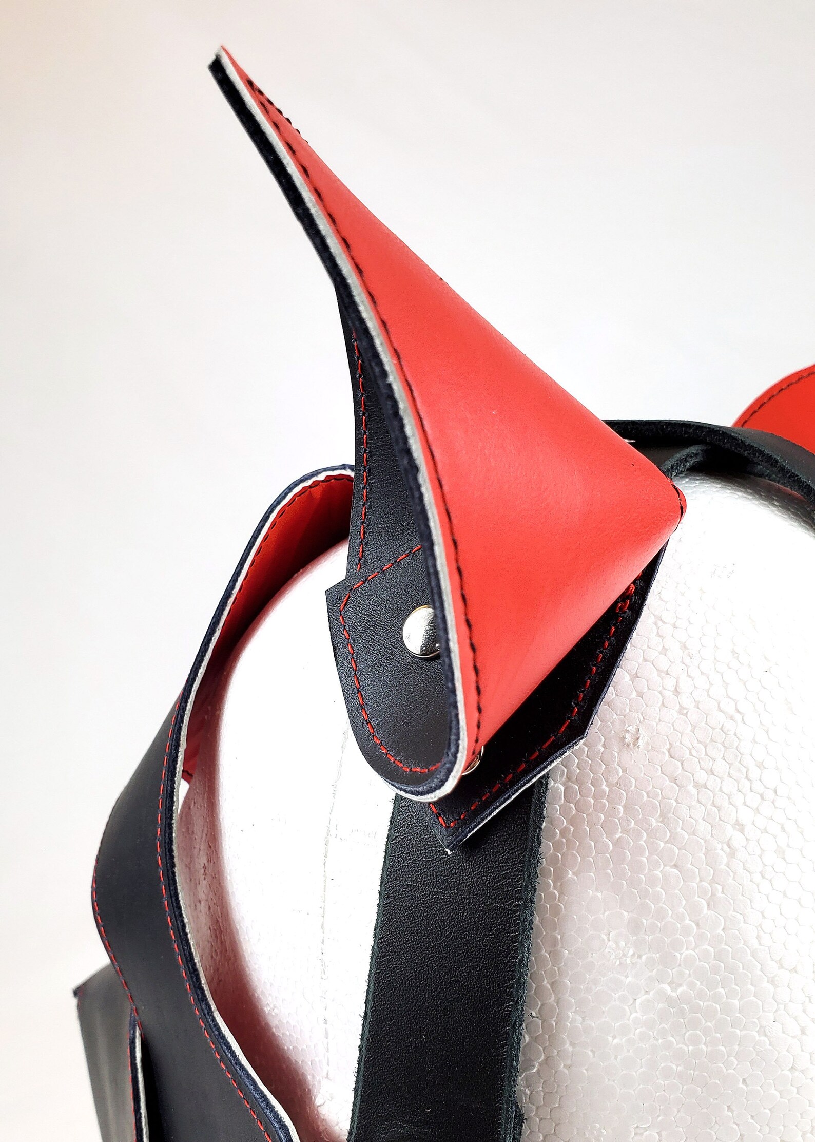 Black Leather Pup Play Hood With Red Stitching and Interior - Etsy